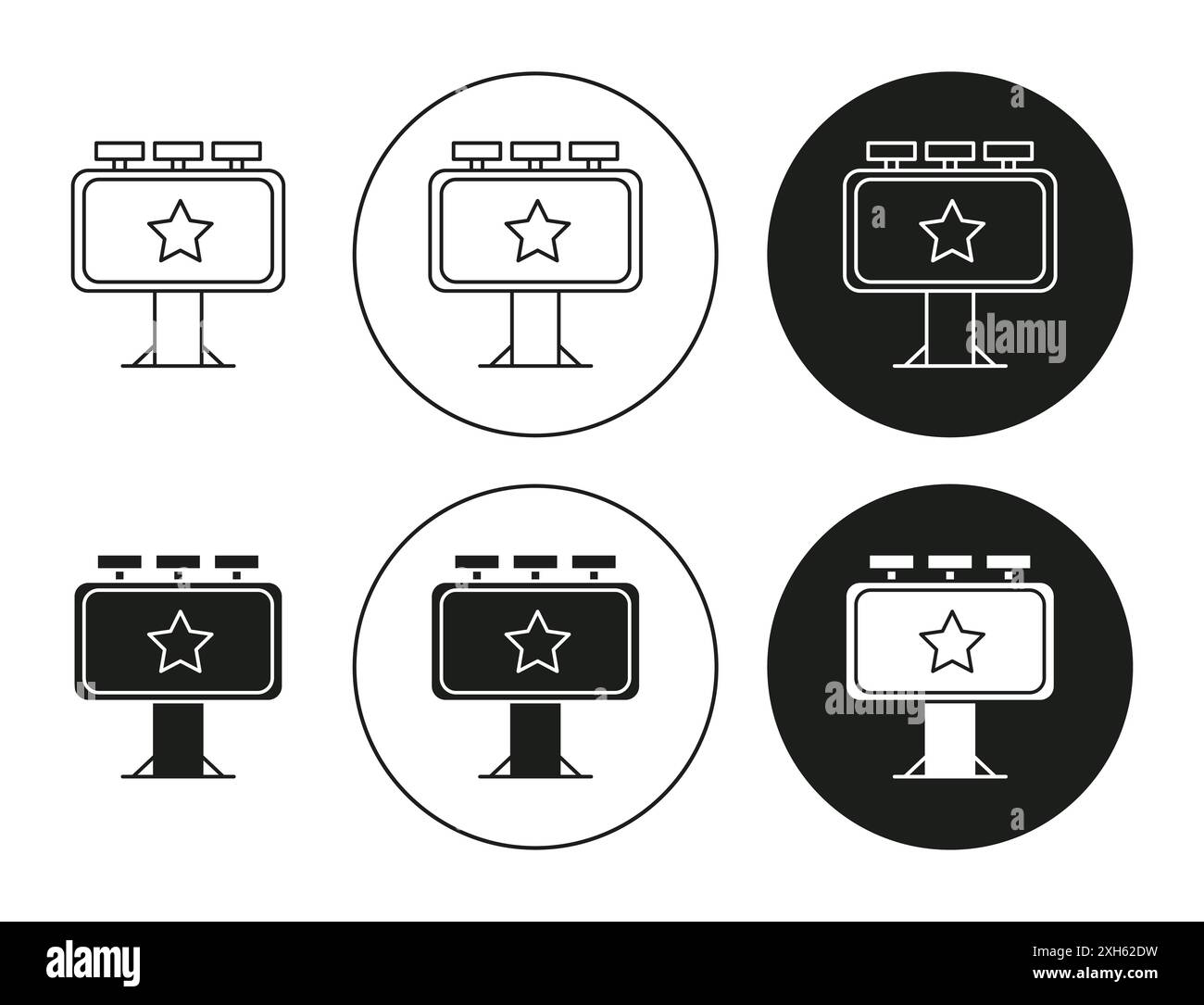 Billboard icon Vector symbol or sign set collection in black and white ...