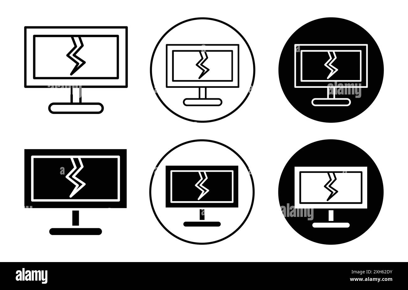 Broken glass icon outline Black and White Stock Photos & Images - Alamy