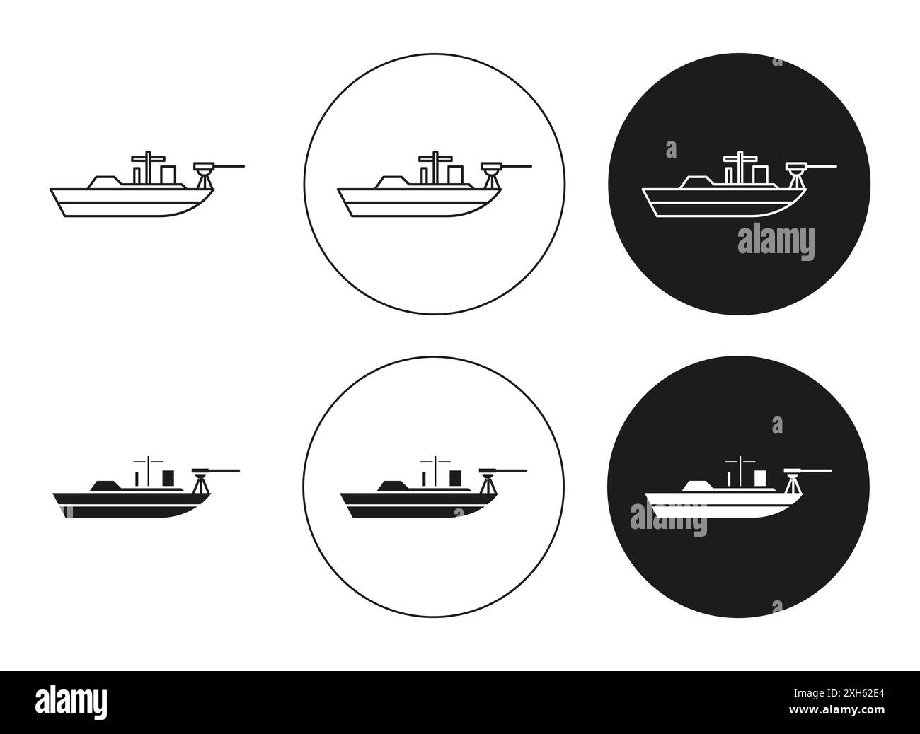 army boat icon Vector symbol or sign set collection in black and white ...