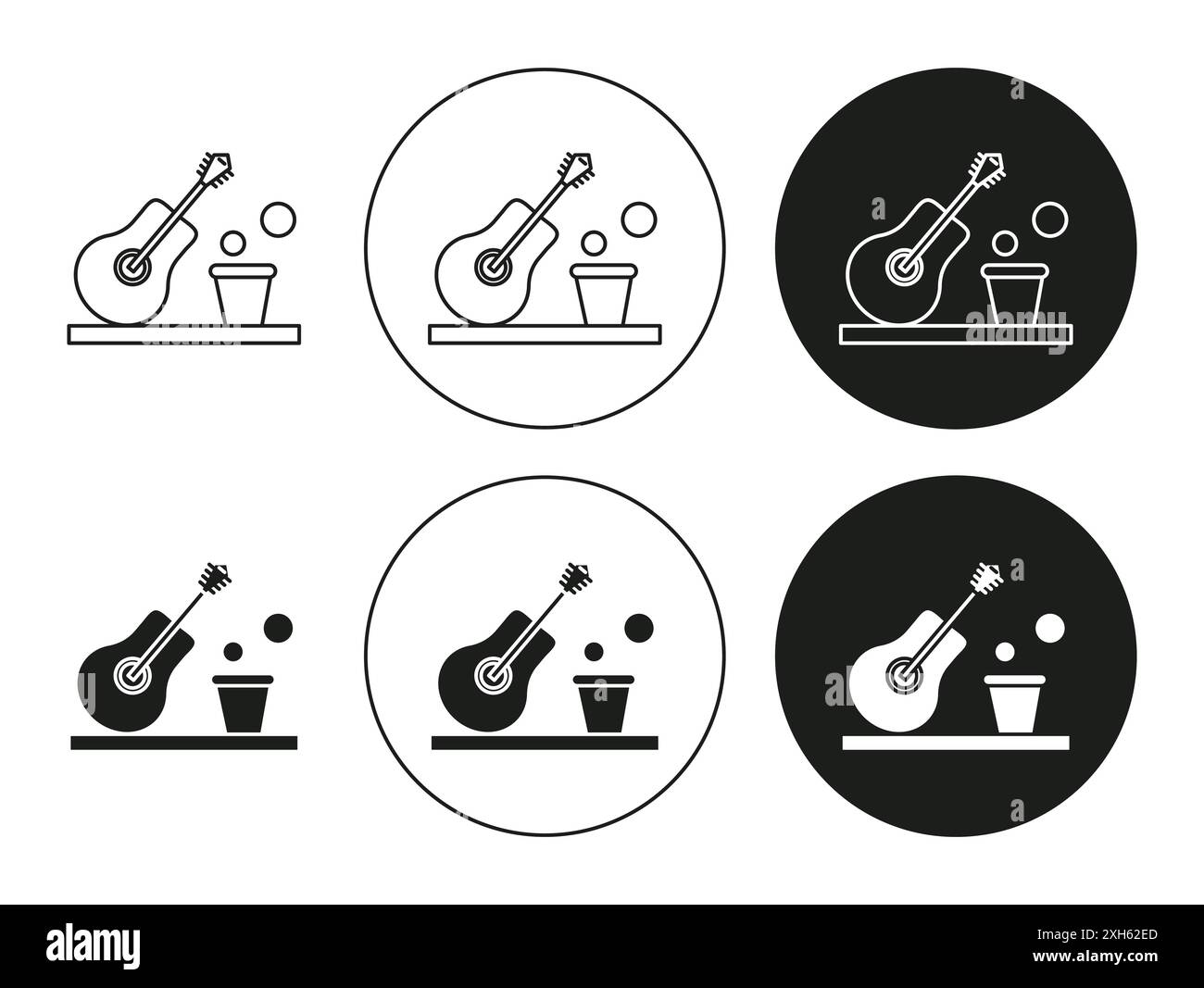 Busking icon Vector symbol or sign set collection in black and white ...