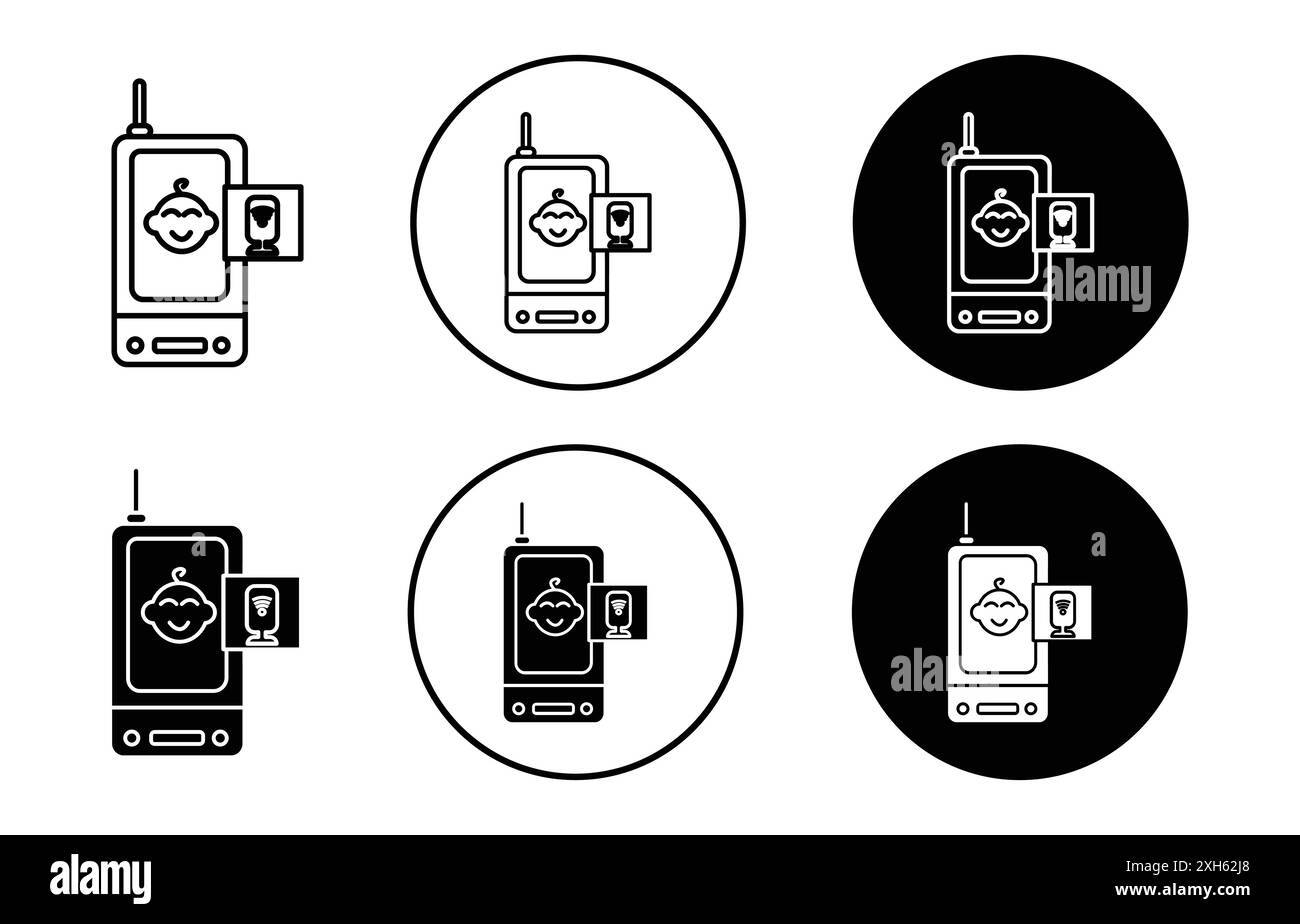baby monitor icon Vector symbol or sign set collection in black and white outline Stock Vector ...