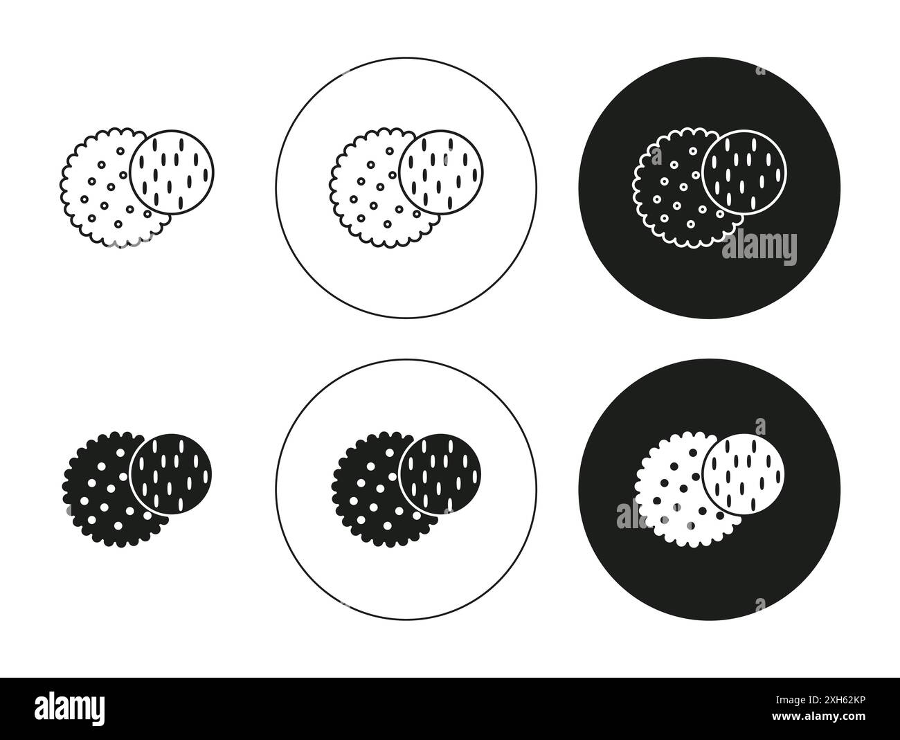Biscuit icon Vector symbol or sign set collection in black and white ...