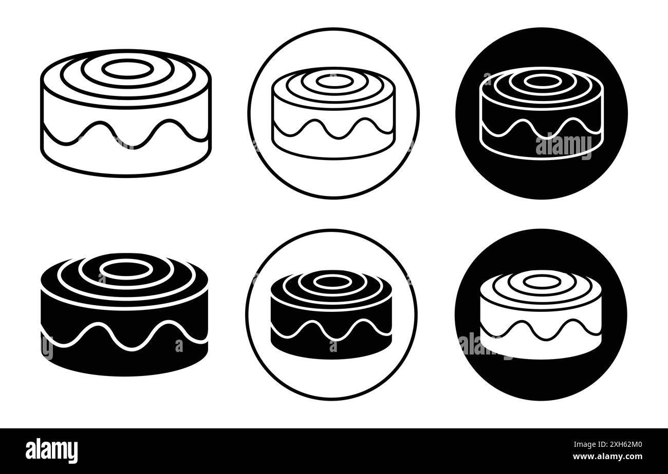 Cinnamon roll icon Vector symbol or sign set collection in black and white outline Stock Vector ...
