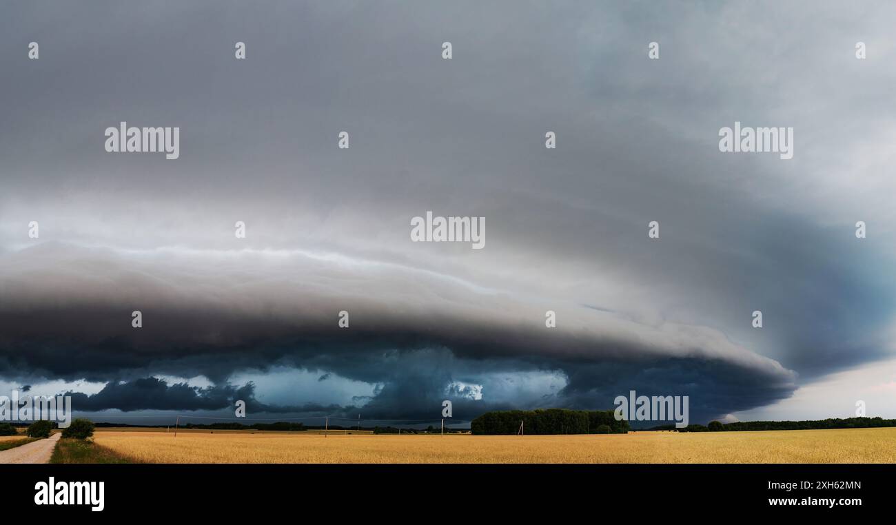 WEATHER - Dramatic Dark Rain Clouds over Fields and Country Road. Shelf ...