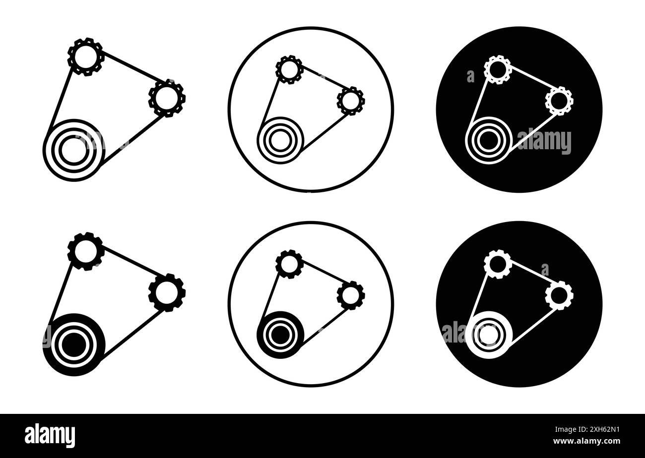 car fan belt icon Vector symbol or sign set collection in black and ...