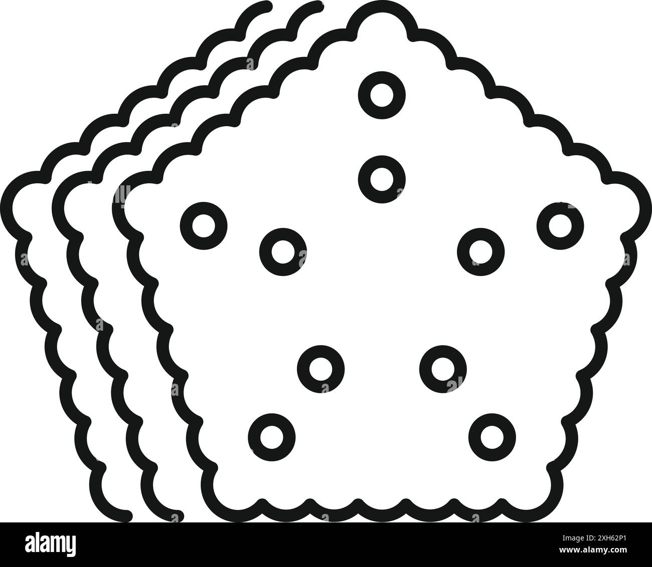 Simple line drawing of square crackers with dotted surface, ideal for ...