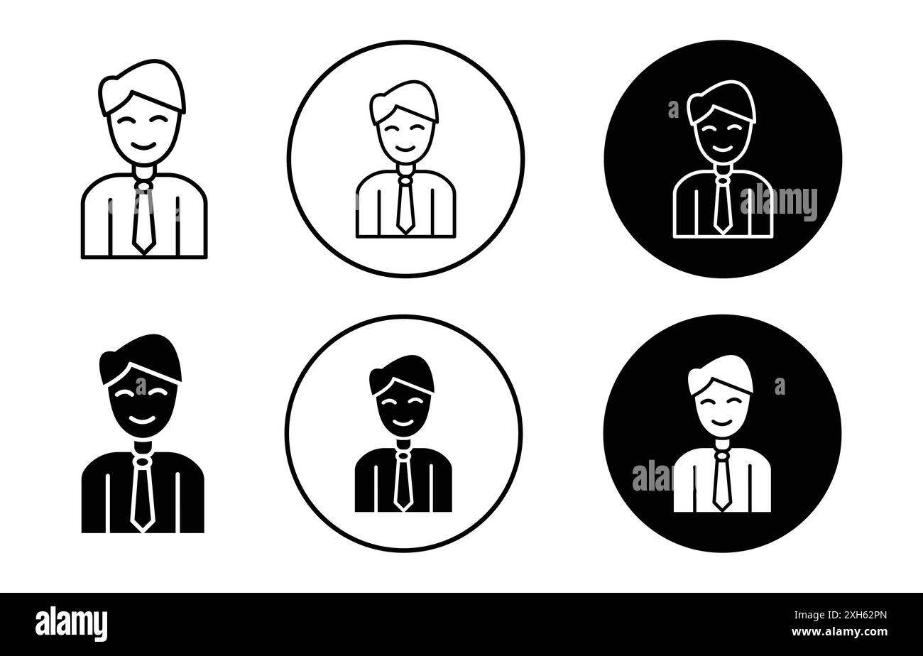 business man icon Vector symbol or sign set collection in black and ...