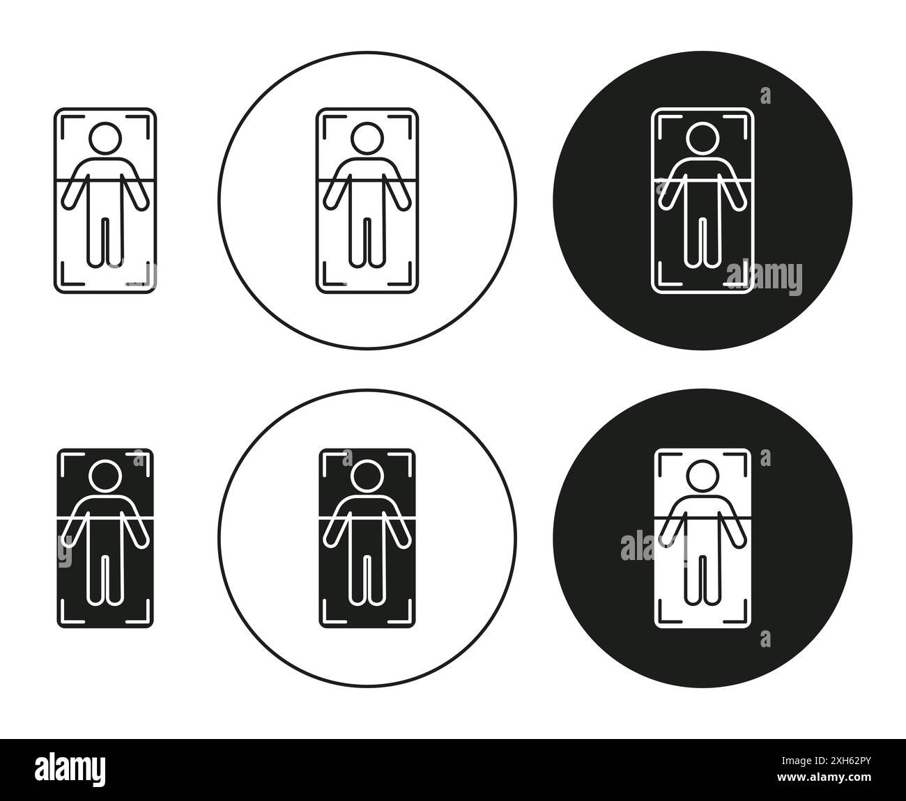 Body Scan Icon Vector Symbol Or Sign Set Collection In Black And White Outline Stock Vector