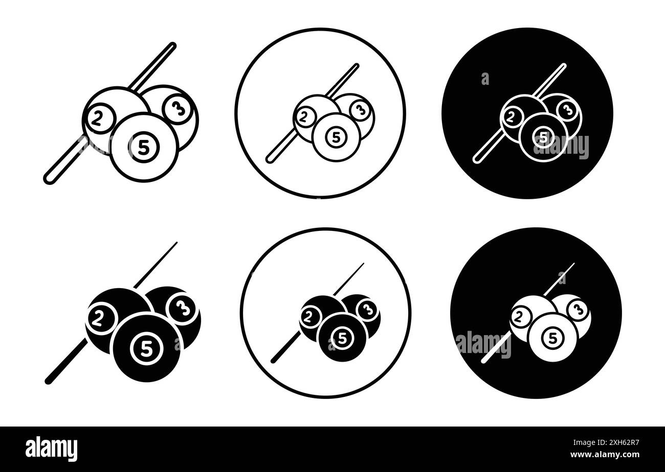 billiards icon Vector symbol or sign set collection in black and white ...
