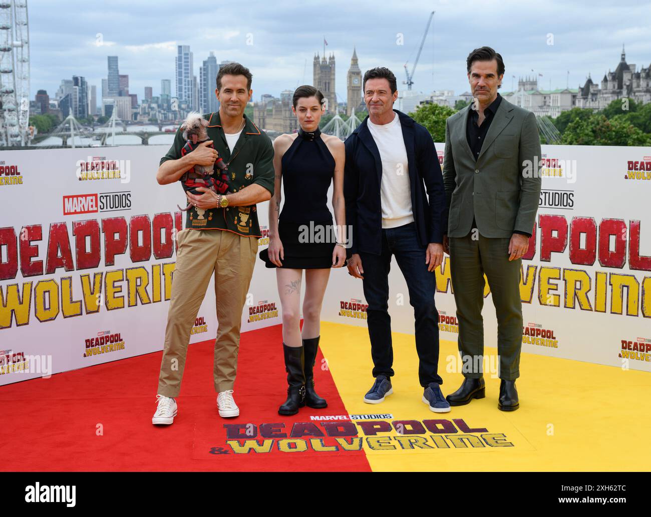 London, UK. July 12th, 2024. Ryan Reynolds, Emma Corrin, Hugh Jackman ...