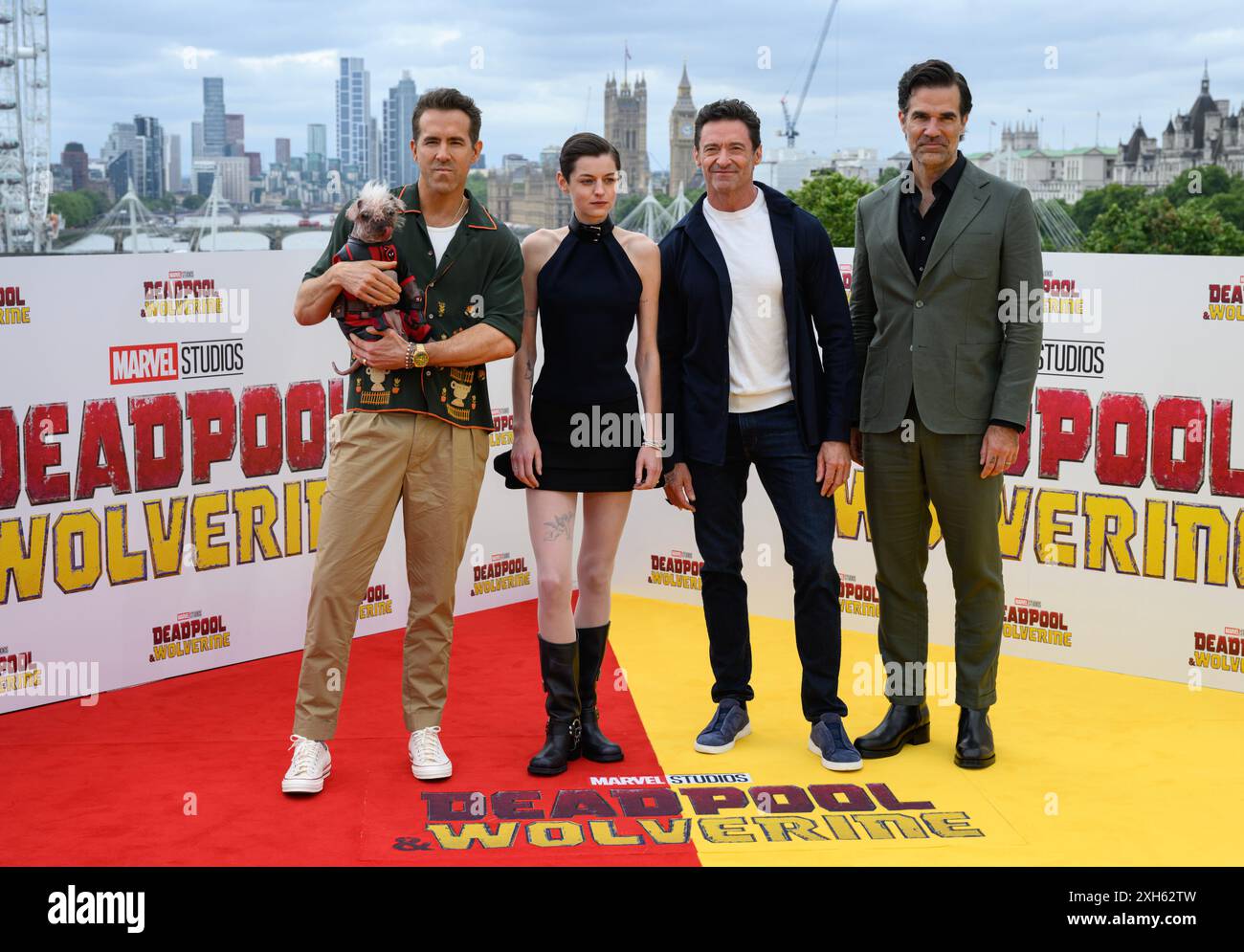 London, UK. July 12th, 2024. Ryan Reynolds, Emma Corrin, Hugh Jackman ...