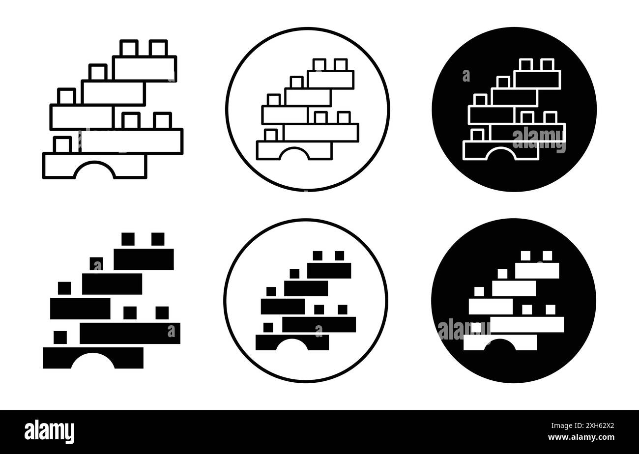 building toy icon Vector symbol or sign set collection in black and ...