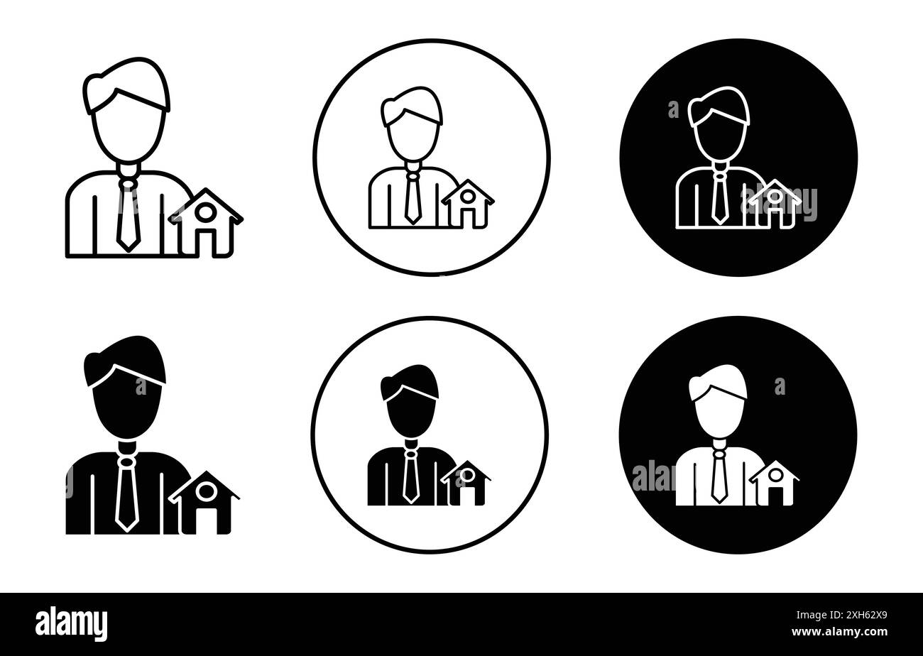 broker icon Vector symbol or sign set collection in black and white ...