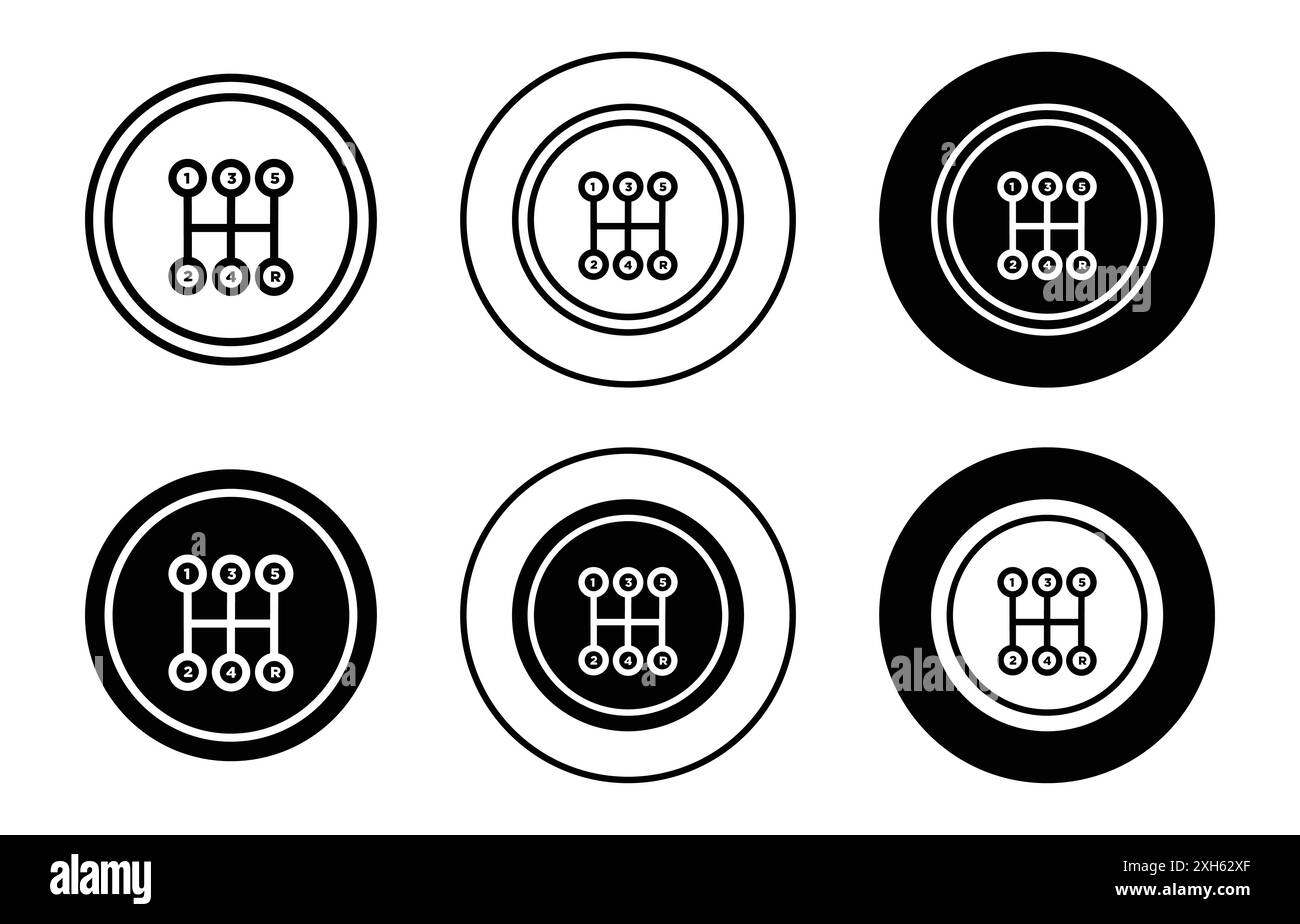 car gearbox icon Vector symbol or sign set collection in black and ...