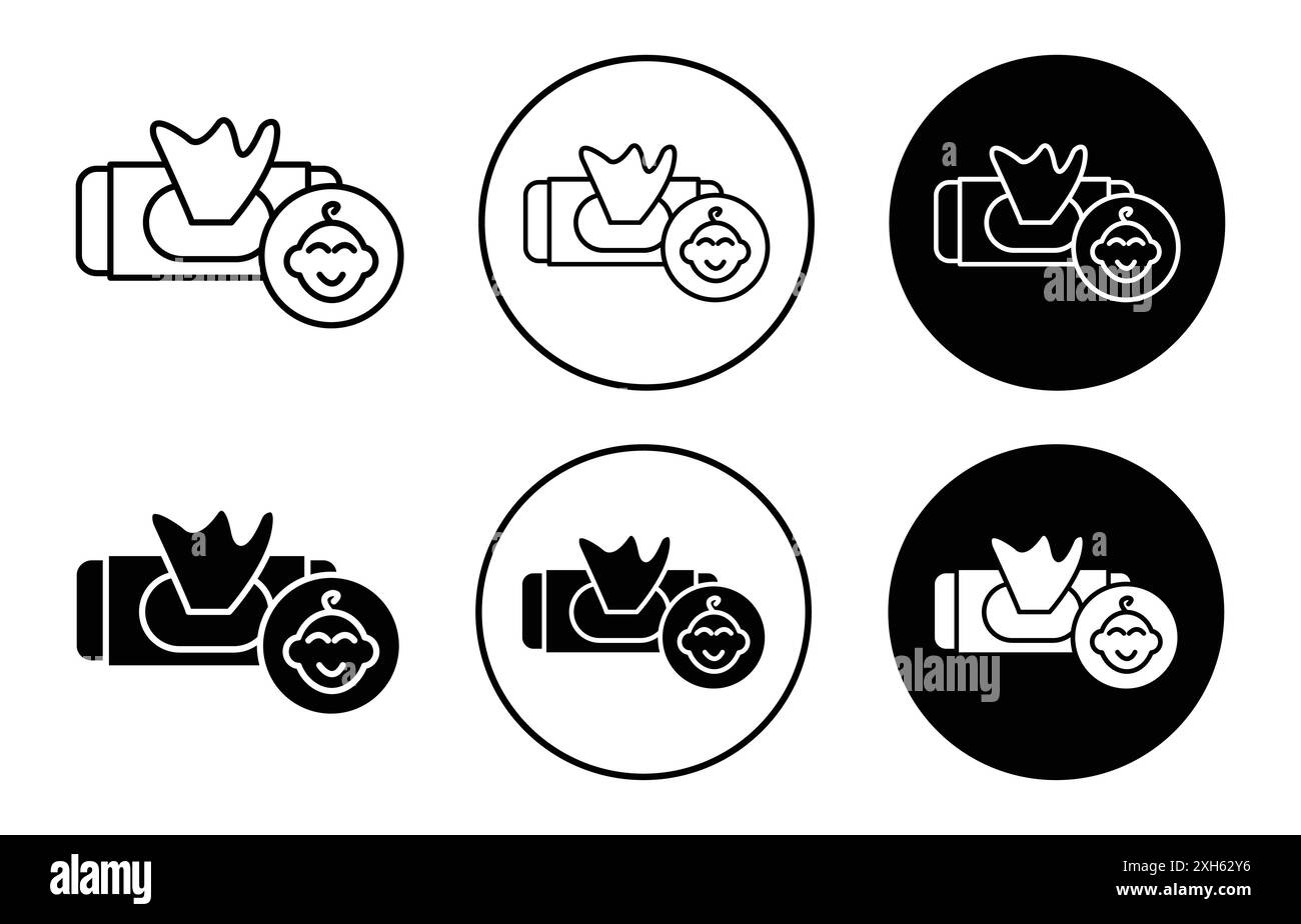 baby wipes icon Vector symbol or sign set collection in black and white ...