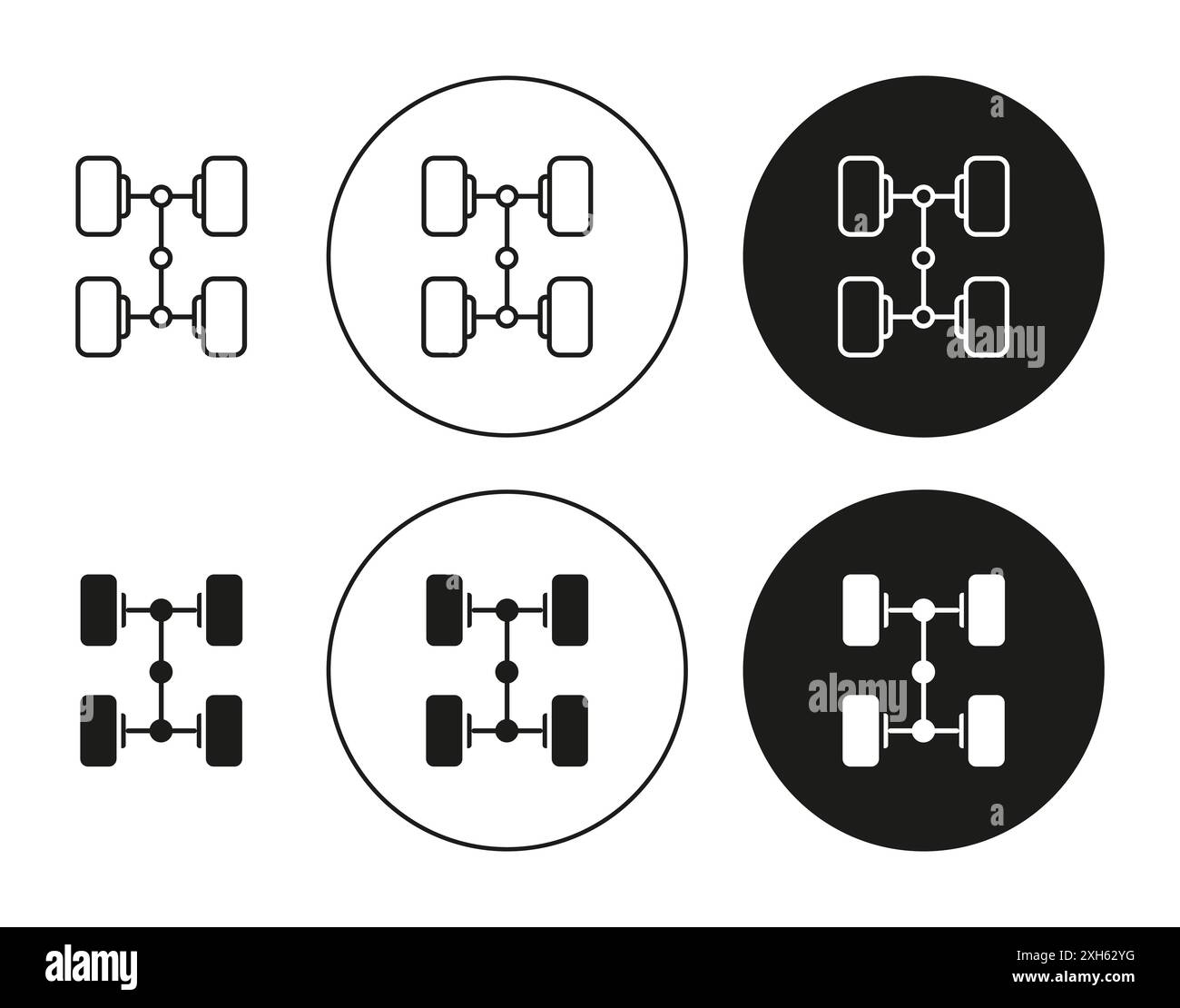 car axle icon Vector symbol or sign set collection in black and white outline Stock Vector Image ...