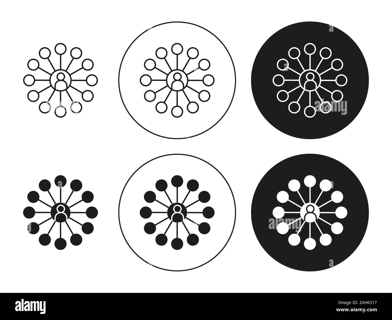 Centralized icon Vector symbol or sign set collection in black and white outline Stock Vector ...