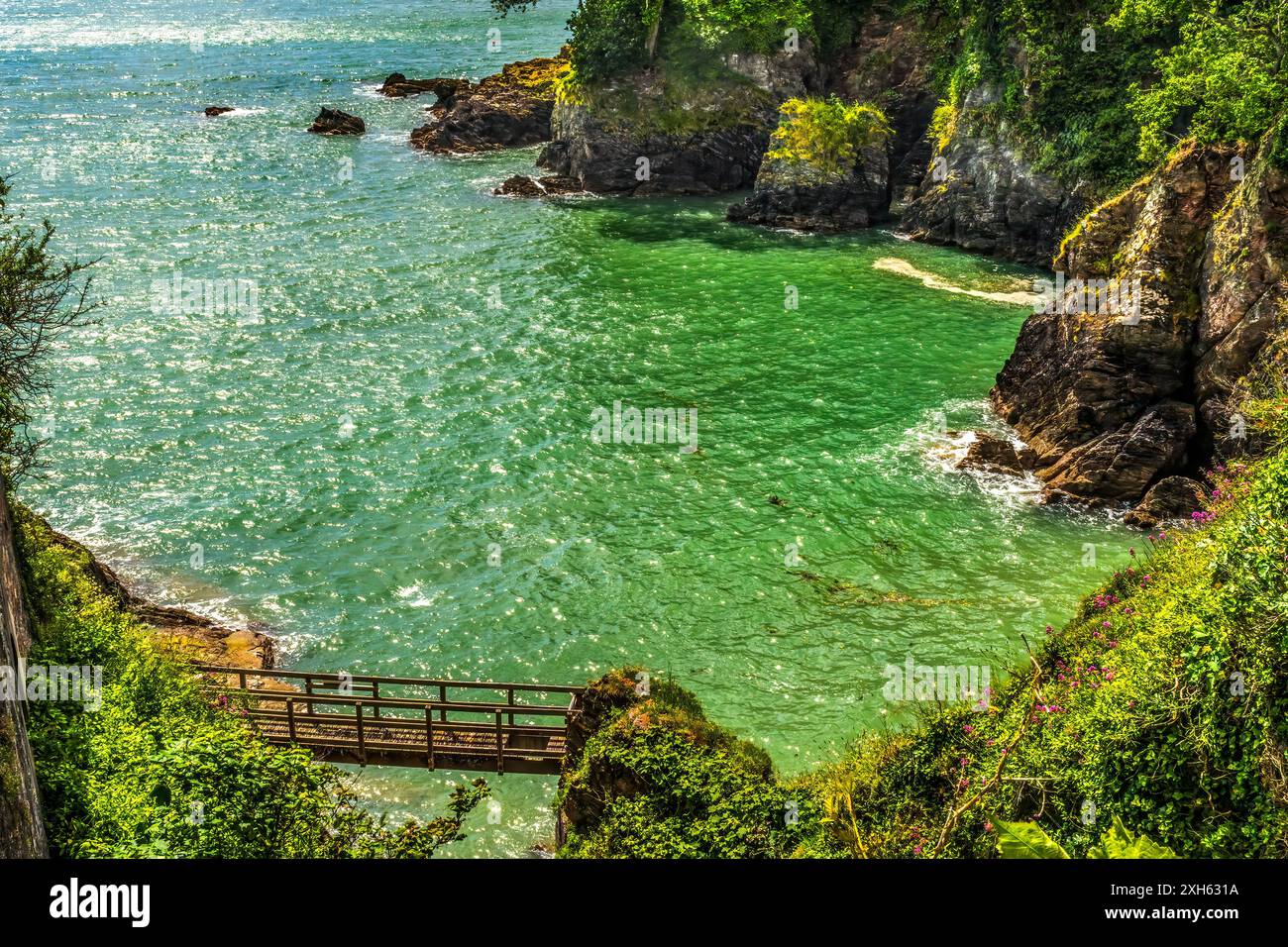Colorful Castle Cove Beach Dartmouth Devon England Stock Photo - Alamy