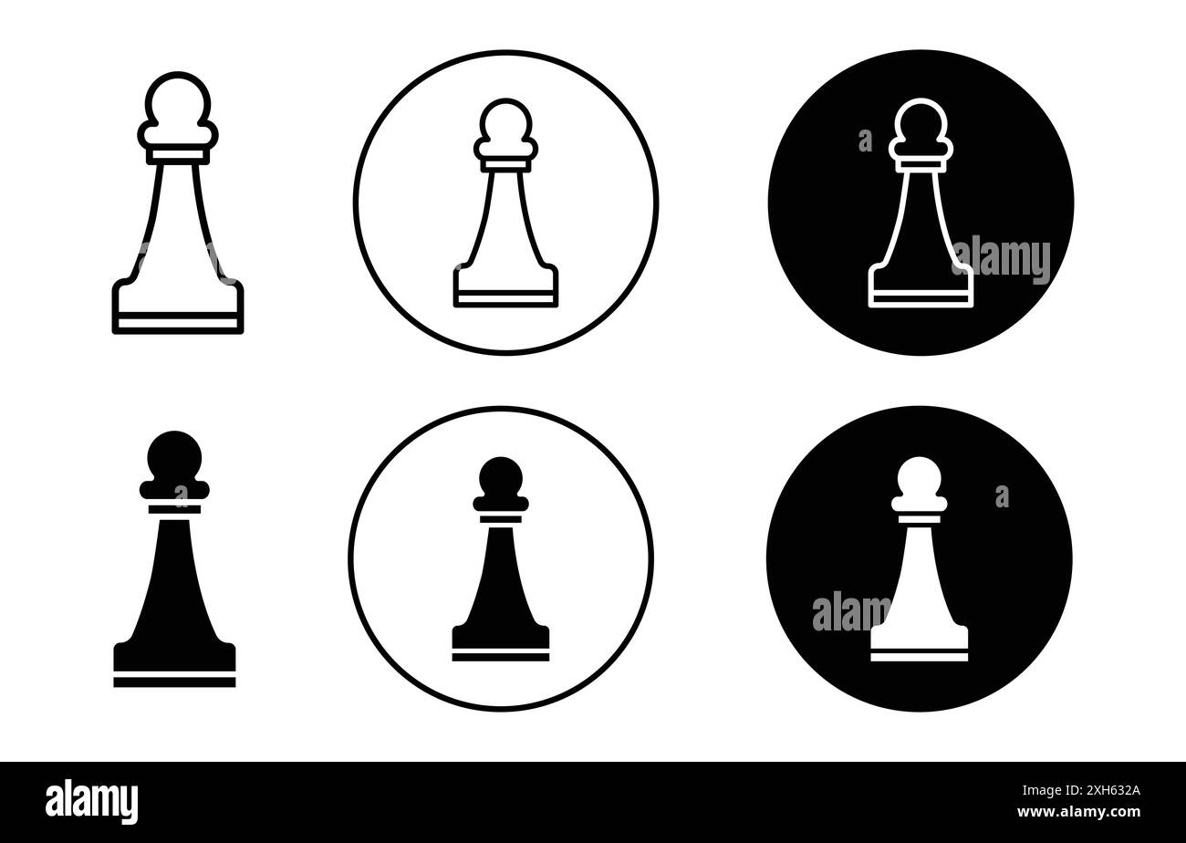 chess pawn icon Vector symbol or sign set collection in black and white ...