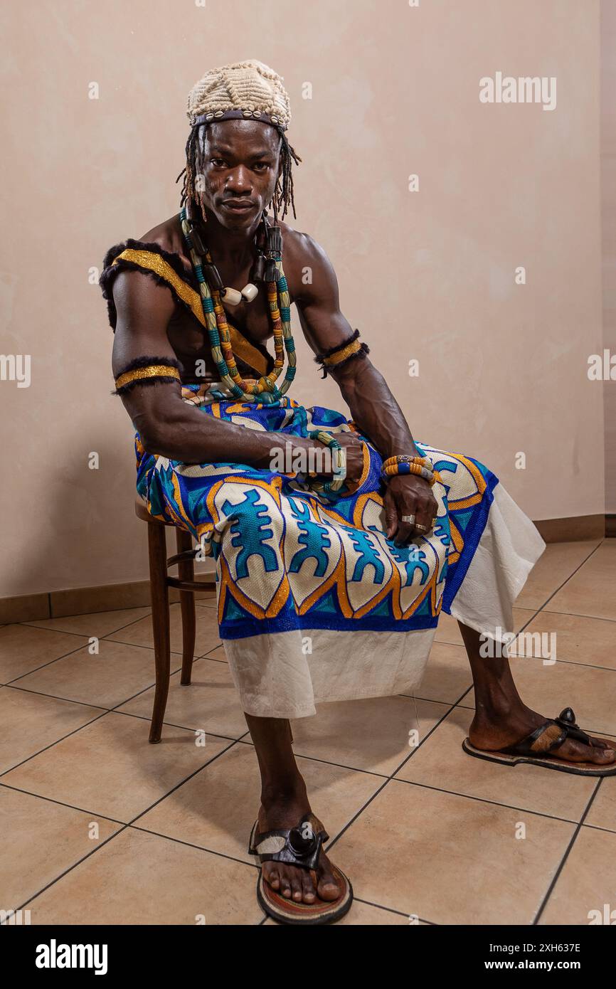 Muscular african man wearing traditional clothing and accessories ...