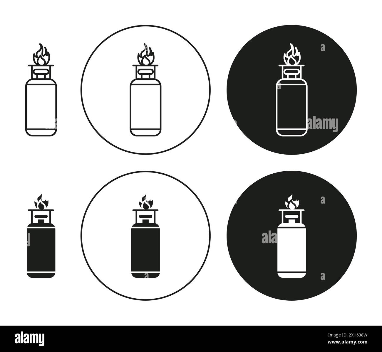 Cooking gas icon Vector symbol or sign set collection in black and ...