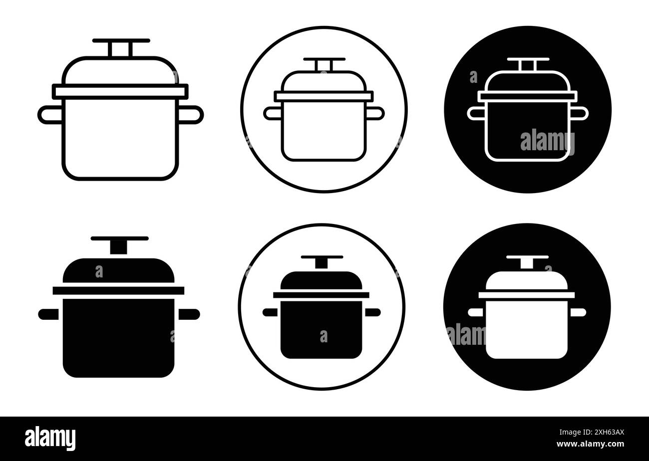 cooking pot icon Vector symbol or sign set collection in black and ...