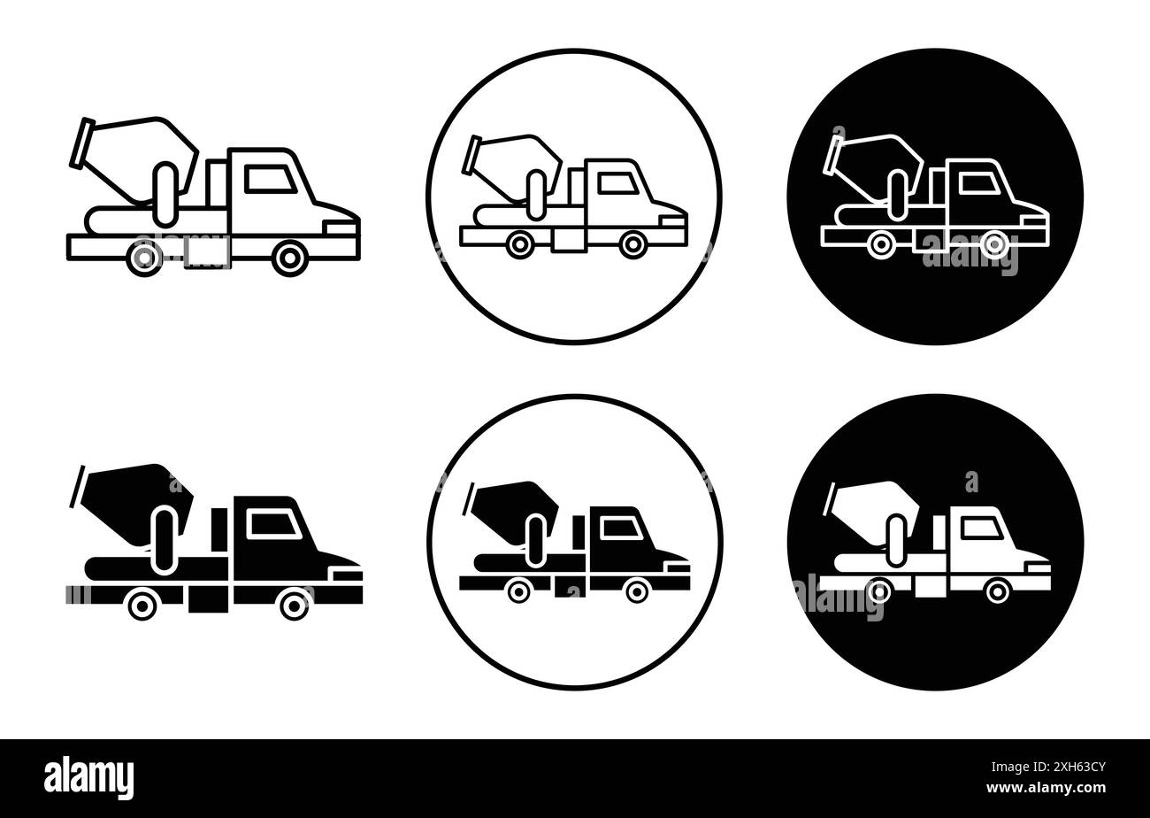 cement mixers icon Vector symbol or sign set collection in black and ...