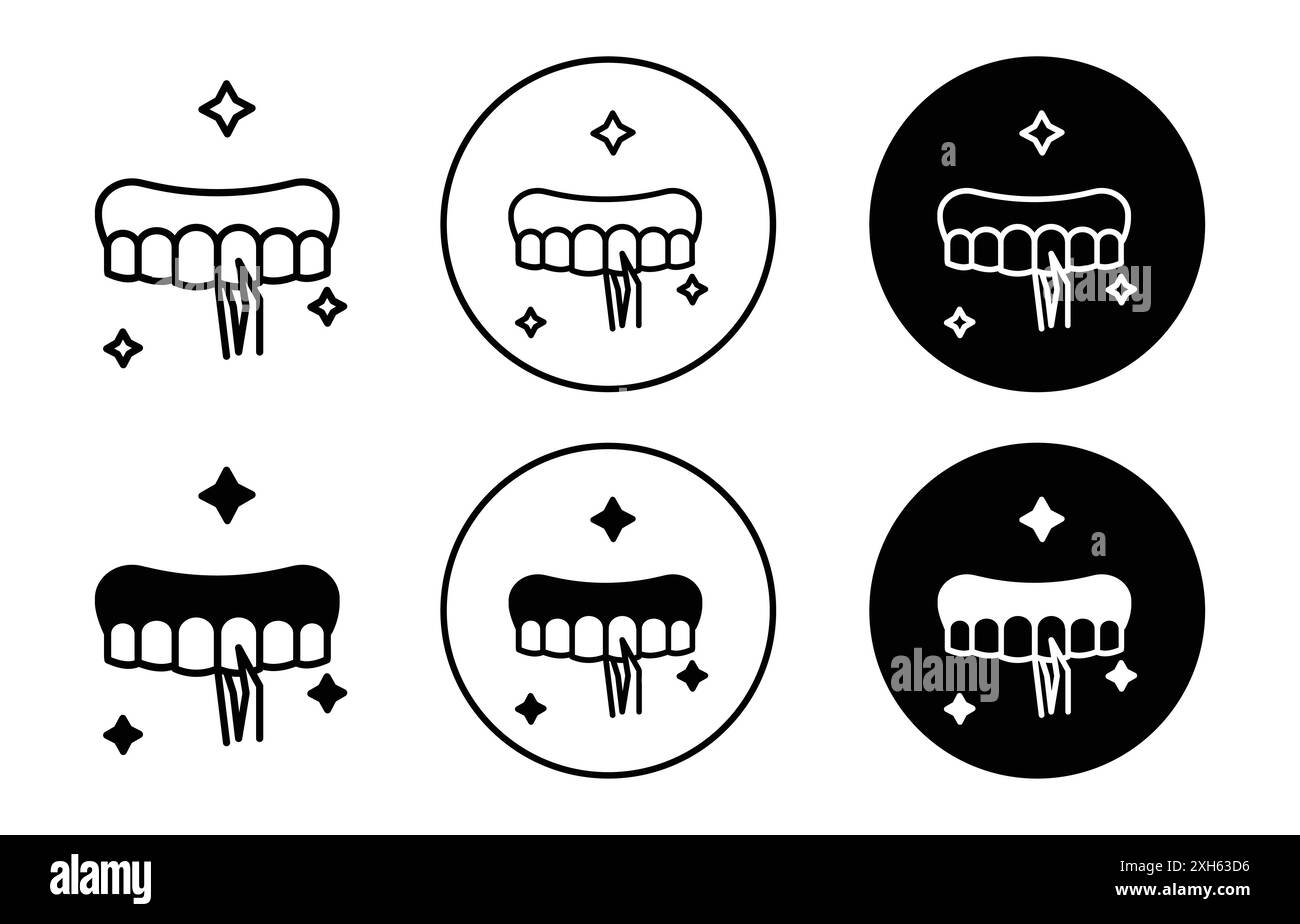 dental veneer icon Vector symbol or sign set collection in black and ...