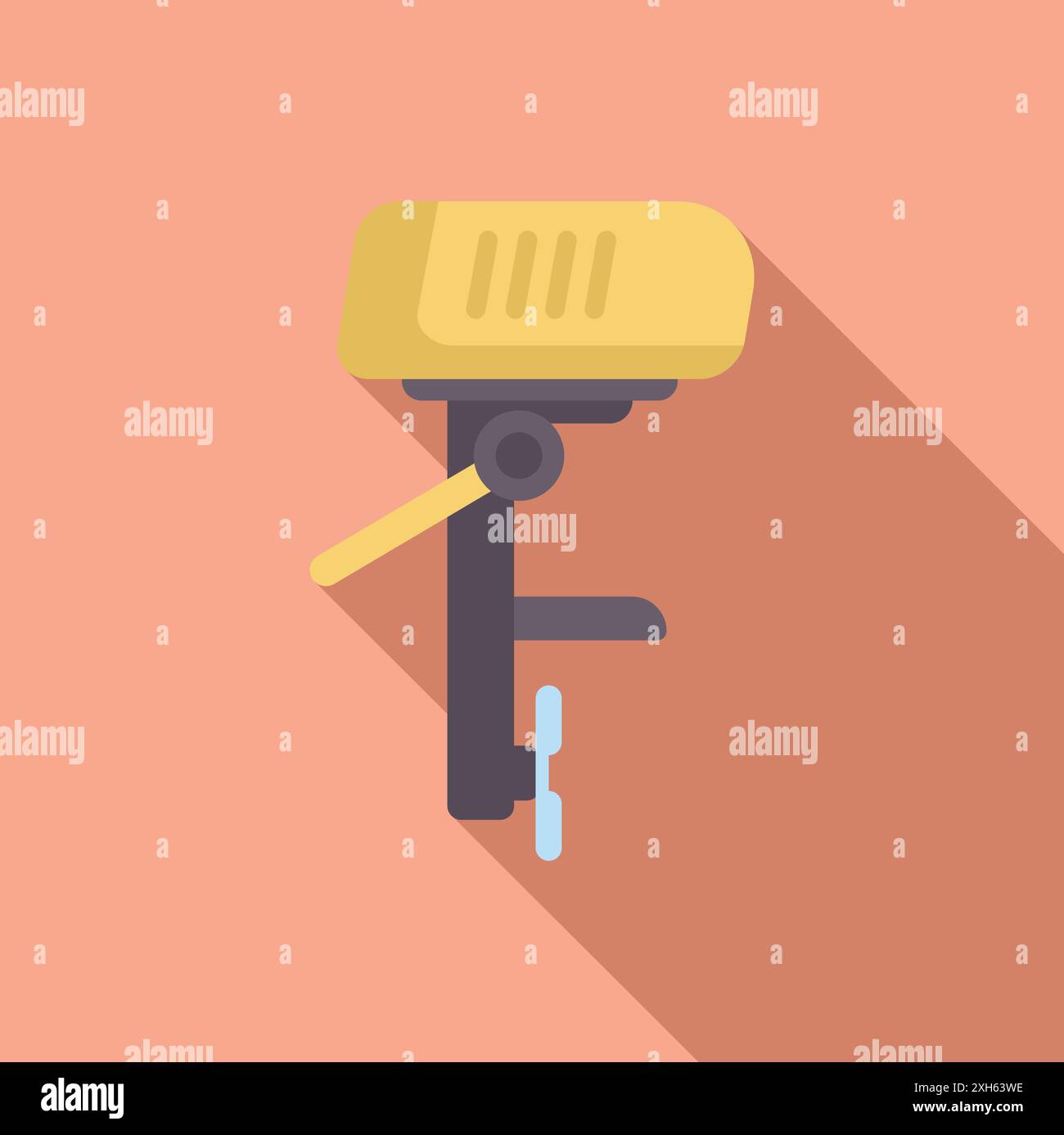 Boat motor hanging on pink background with long shadow, boat engine ...