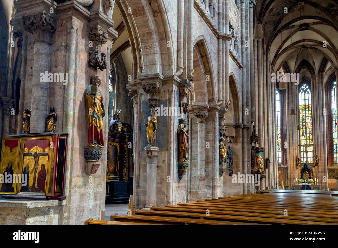 Interior view of Romanesque nave of St. Sebaldus Church is a medieval ...