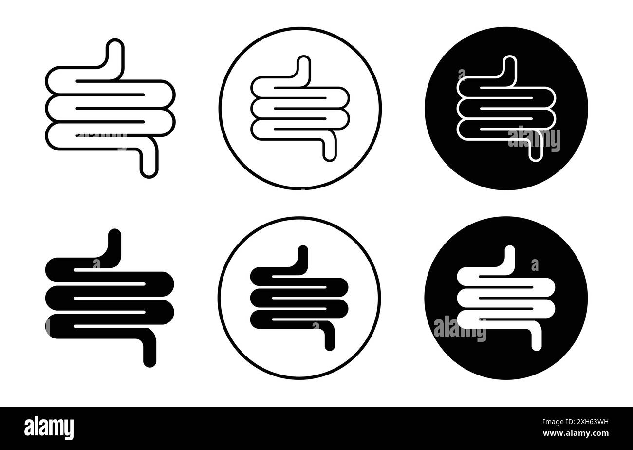 Gut icon Vector symbol or sign set collection in black and white ...