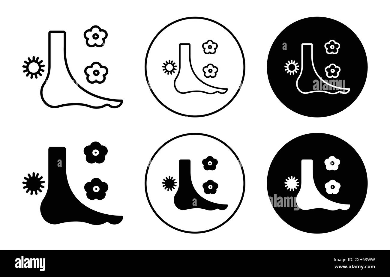 Foot Massage Icon Vector Symbol Or Sign Set Collection In Black And White Outline Stock Vector