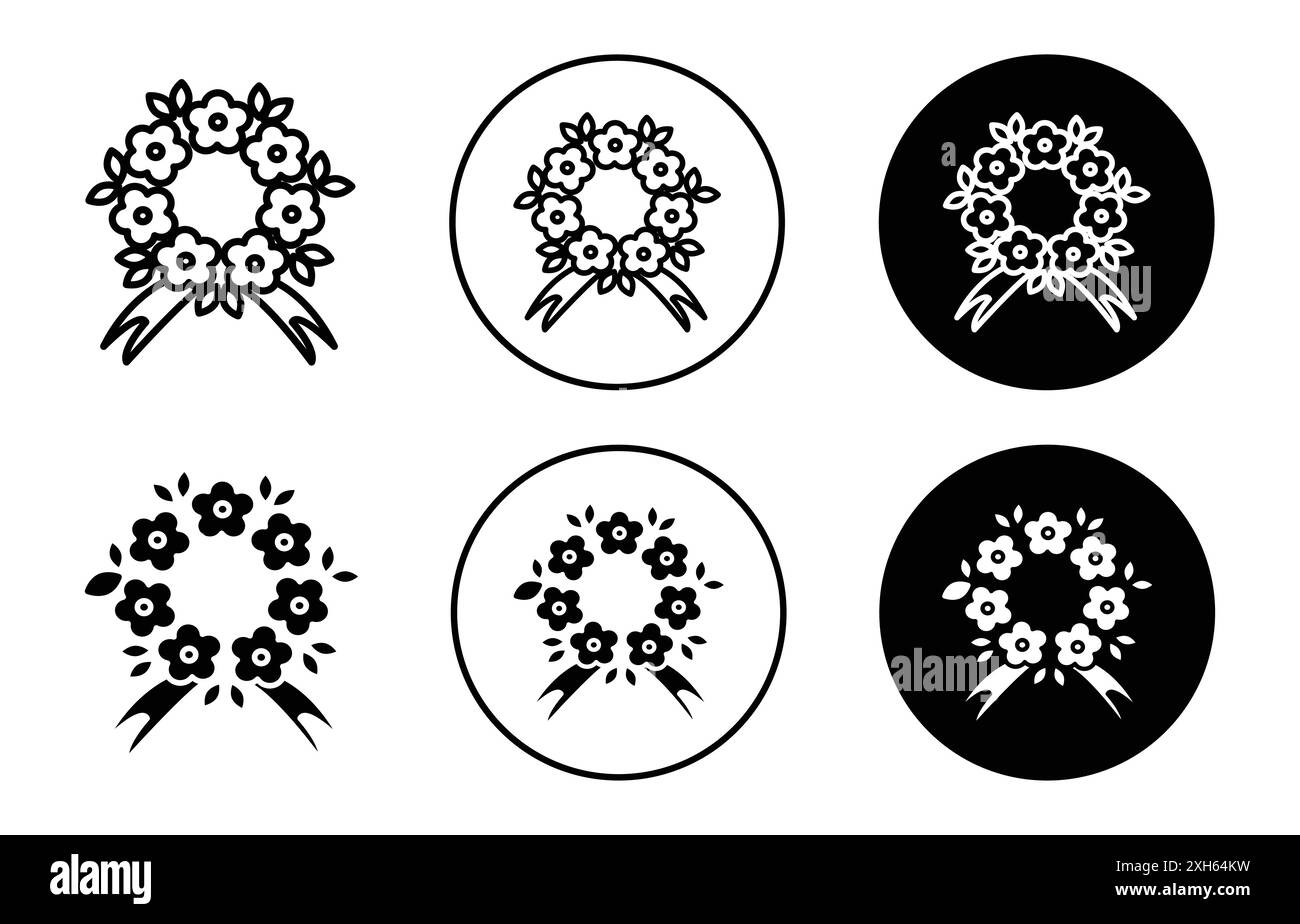 funeral wreath icon Vector symbol or sign set collection in black and ...