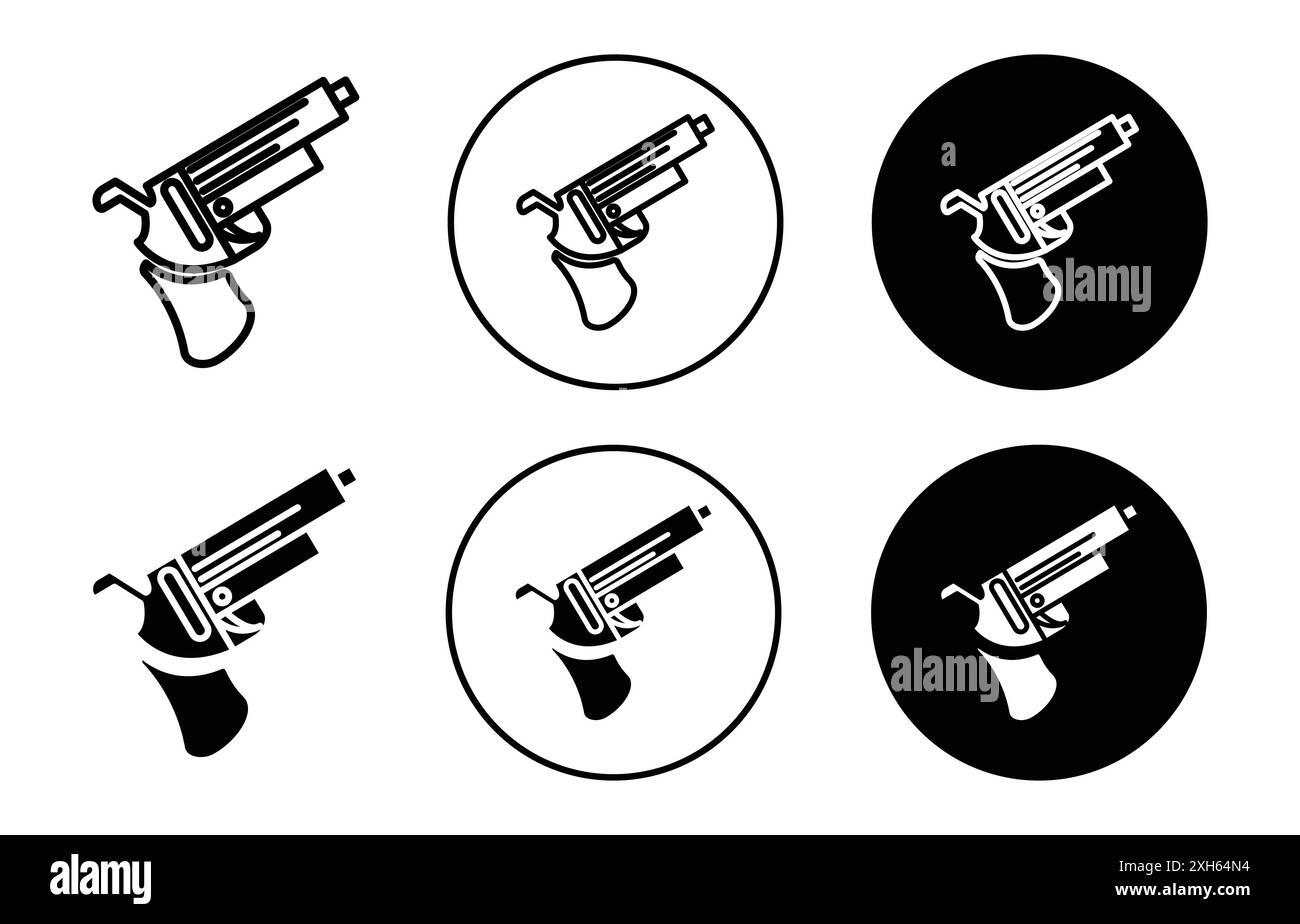 gun icon Vector symbol or sign set collection in black and white ...