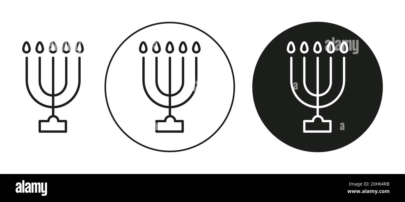 Jewish Candles icon Vector symbol or sign set collection in black and ...