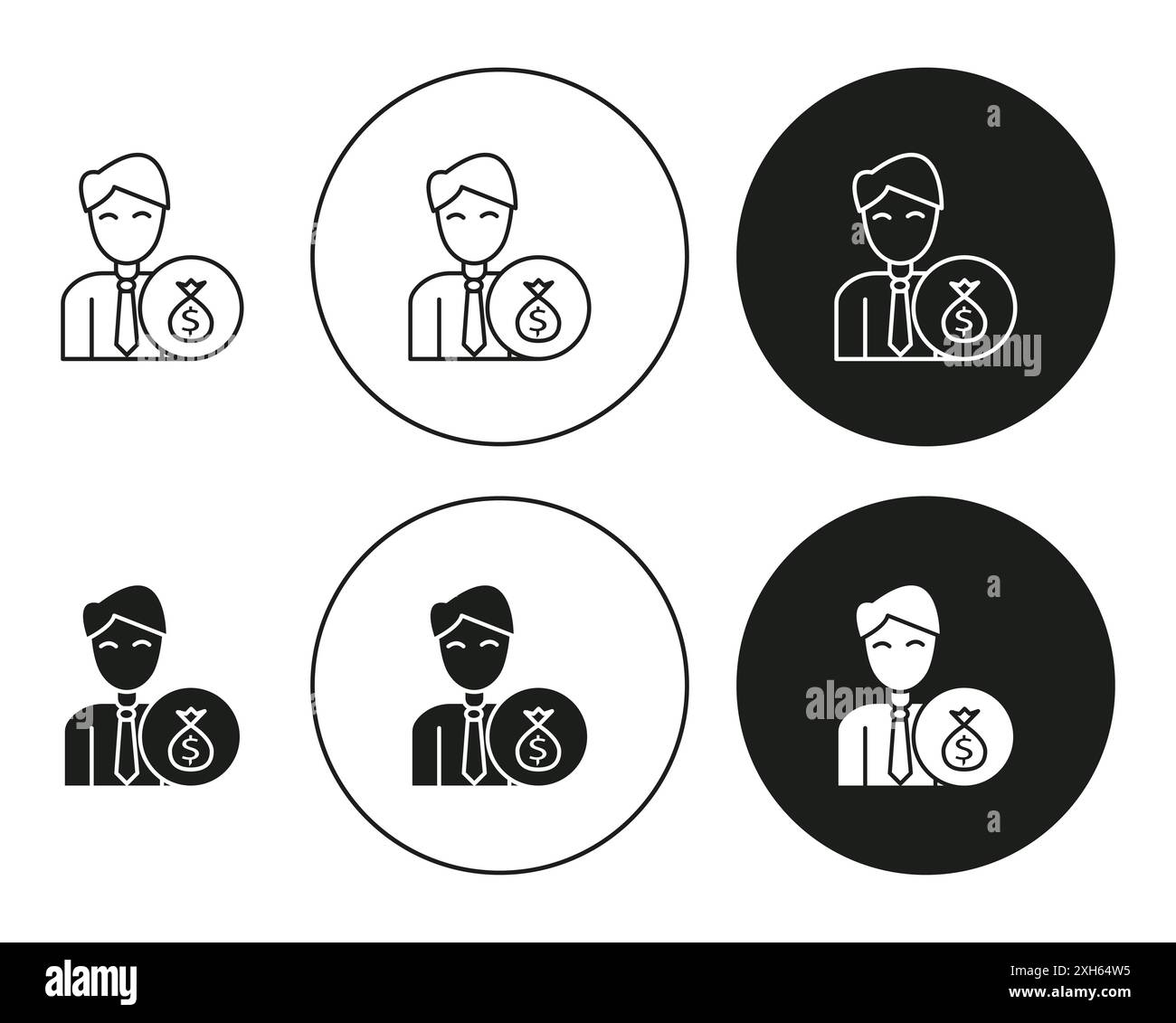 Investor icon Vector symbol or sign set collection in black and white ...