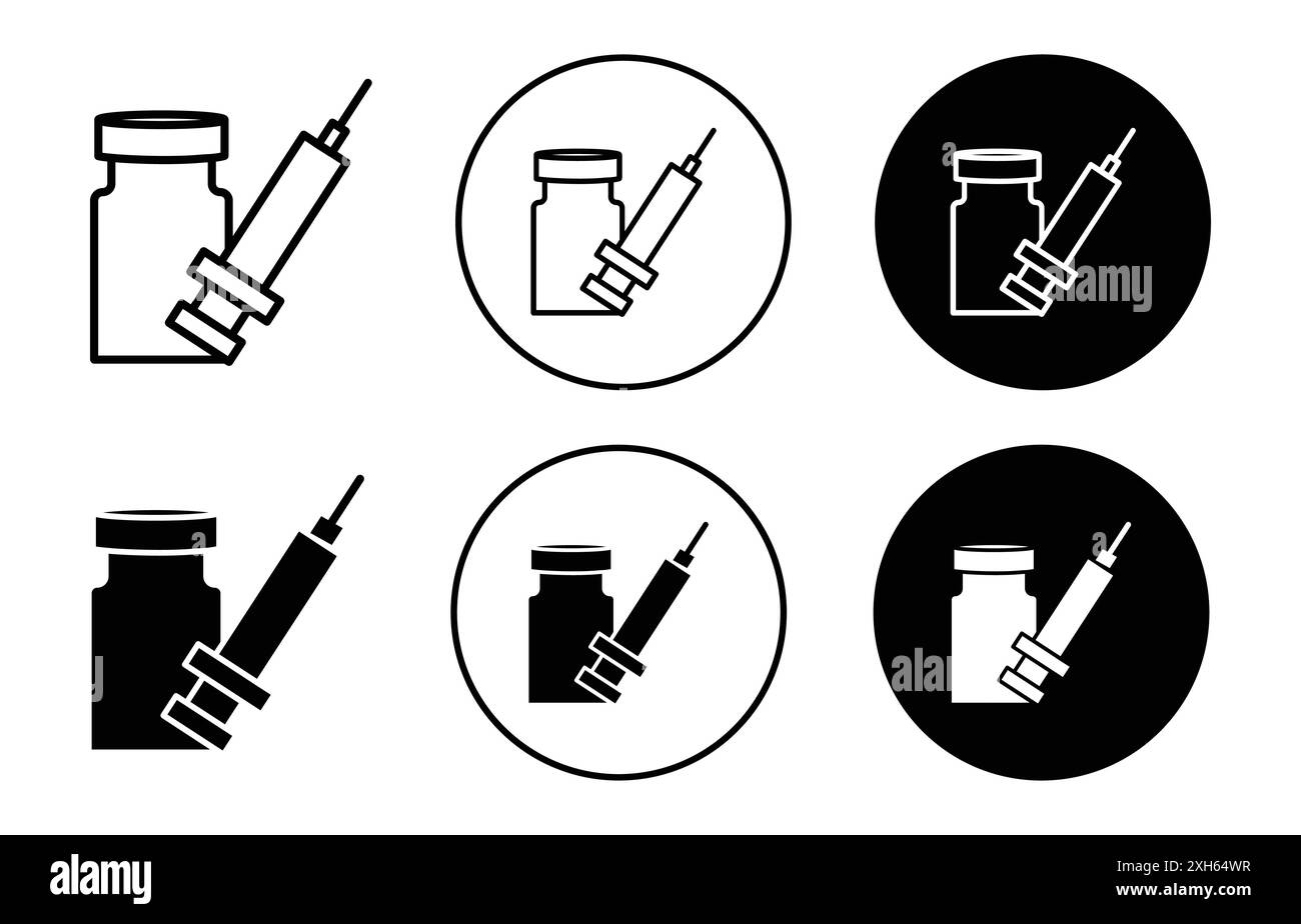 insulin injecting icon Vector symbol or sign set collection in black ...