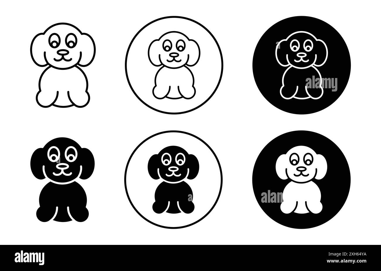 little puppy icon Vector symbol or sign set collection in black and ...