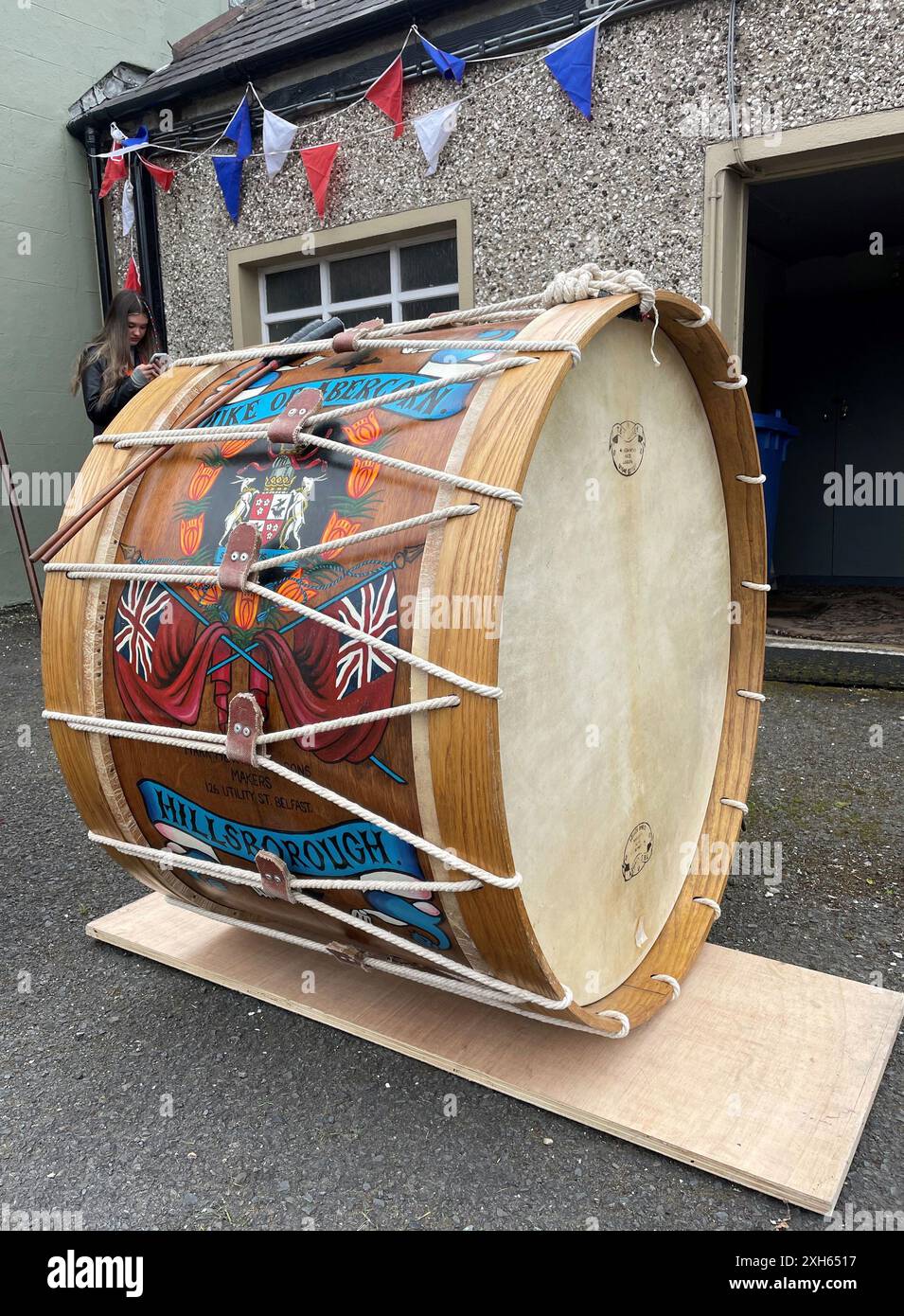 A traditional Lambeg drum ahead of an Orange Order parade in ...