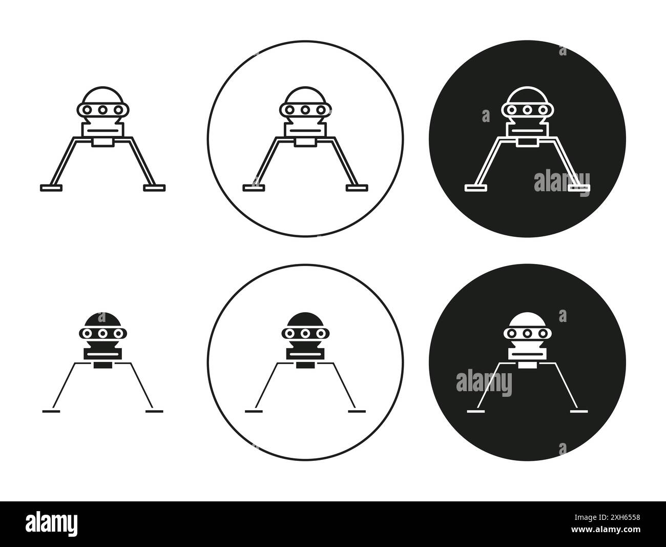 Lander icon Vector symbol or sign set collection in black and white outline Stock Vector Image ...