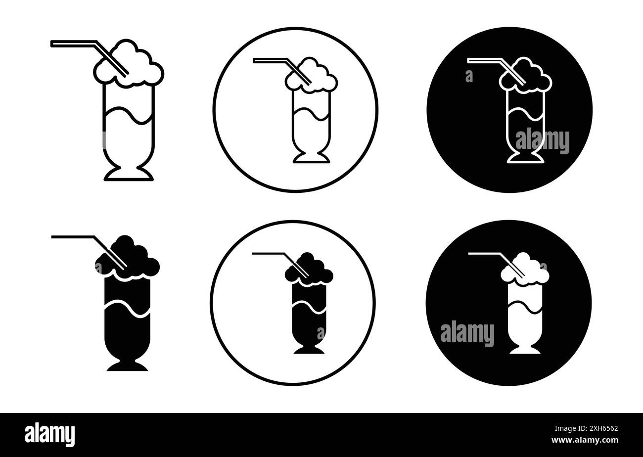 milk shake icon Vector symbol or sign set collection in black and white outline Stock Vector ...
