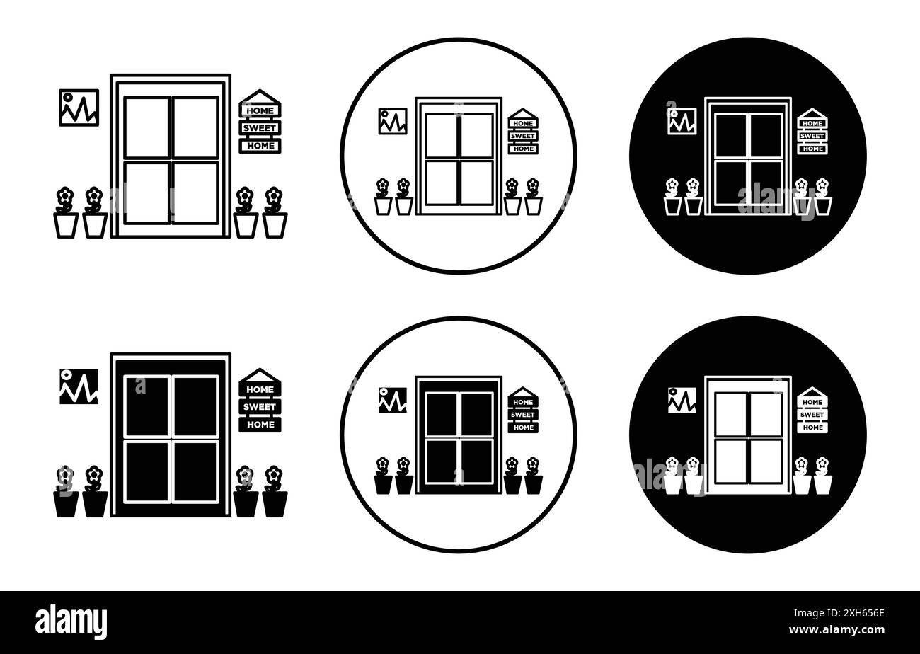 entrance door icon Vector symbol or sign set collection in black and ...