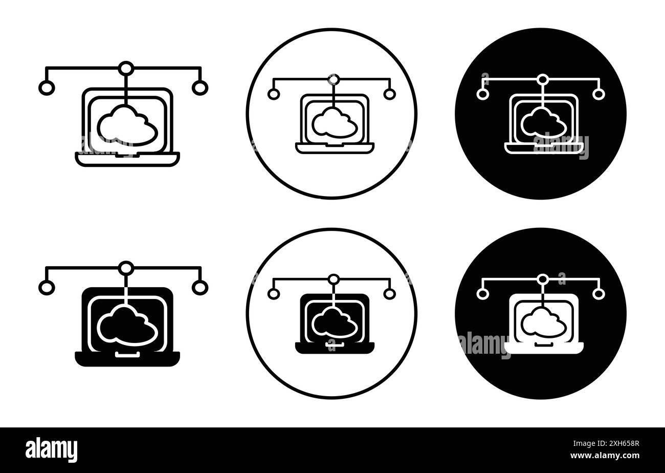 Edge Computing Icon Vector Symbol Or Sign Set Collection In Black And White Outline Stock Vector