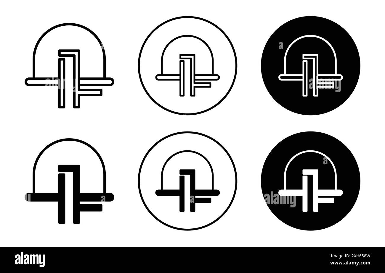 light emitting diode icon Vector symbol or sign set collection in black ...