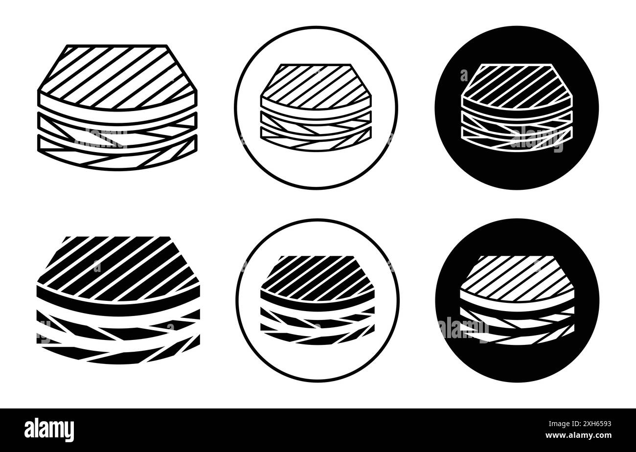 layer of fabric icon Vector symbol or sign set collection in black and ...