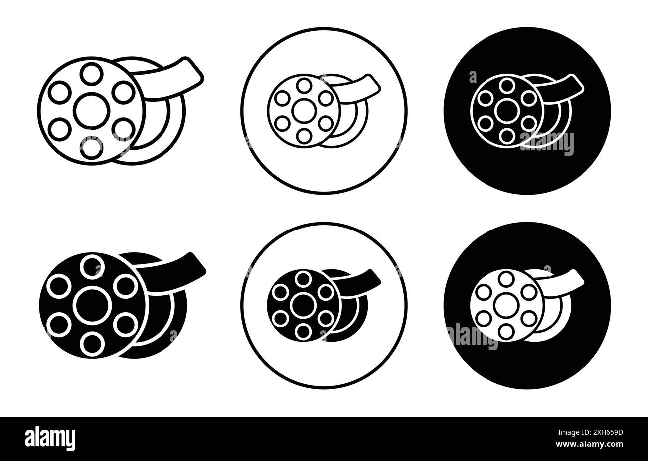 Film roll icon Vector symbol or sign set collection in black and white ...