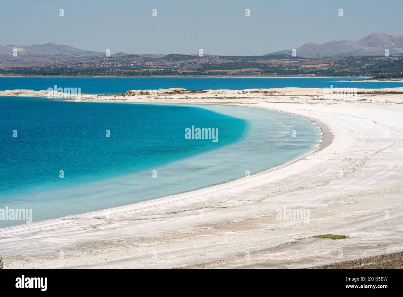 Turquoise colored Salda Lake located in Burdur Turkey. Turkish name ...