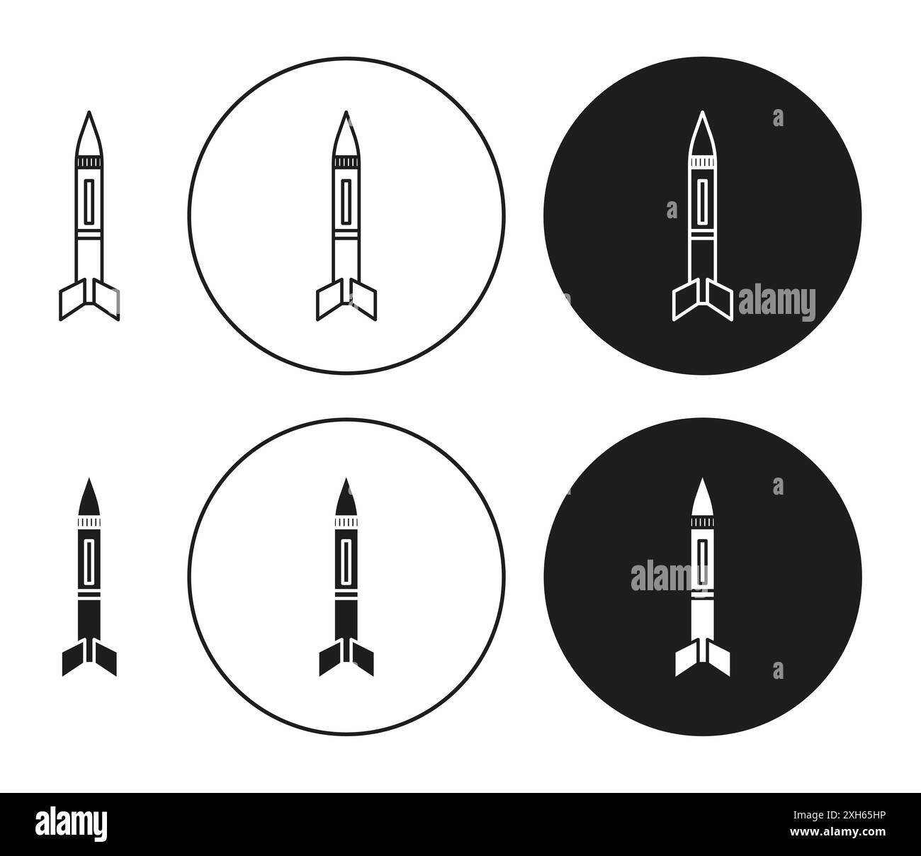 Missile icon Vector symbol or sign set collection in black and white ...