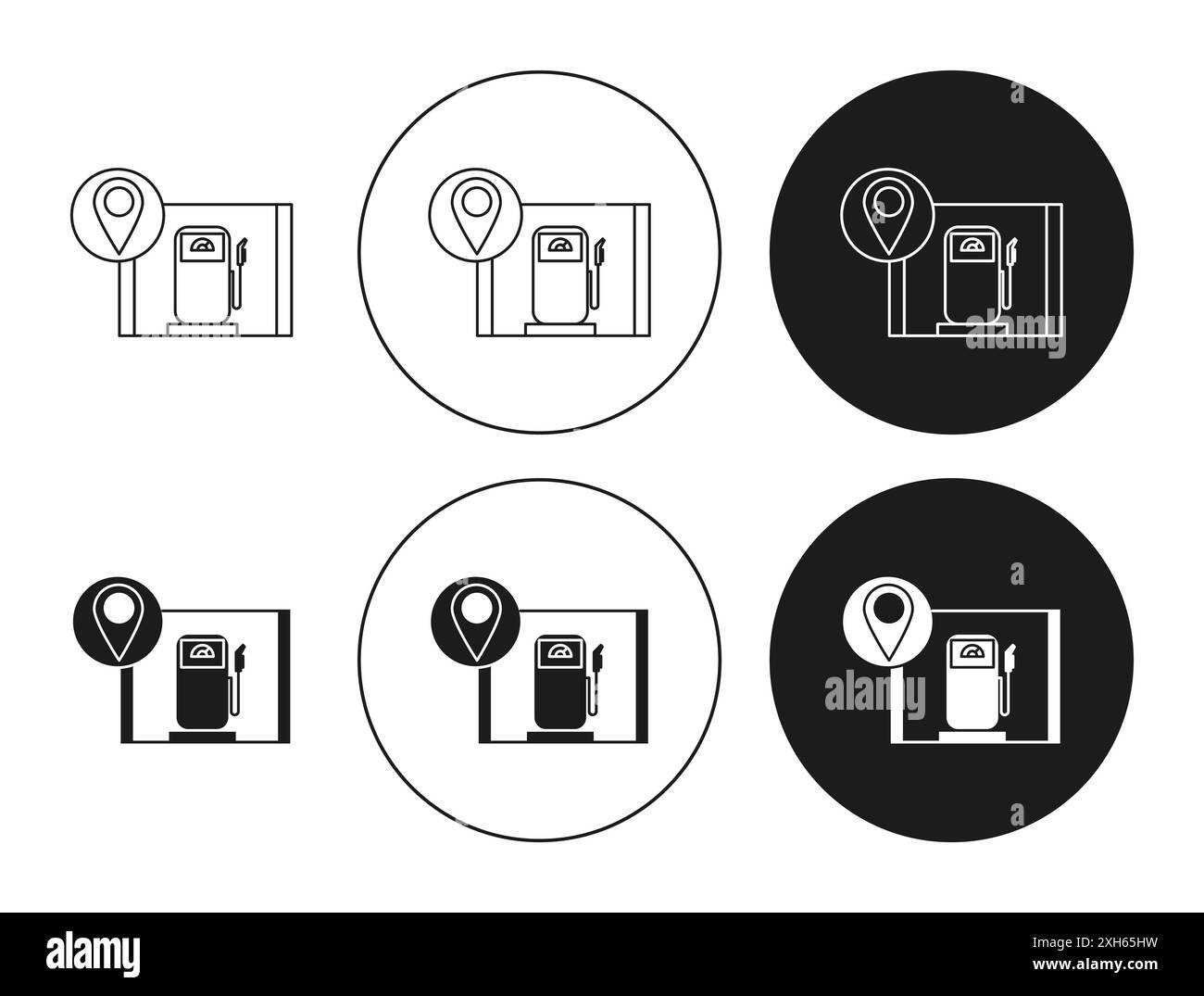 Gas station icon Vector symbol or sign set collection in black and ...