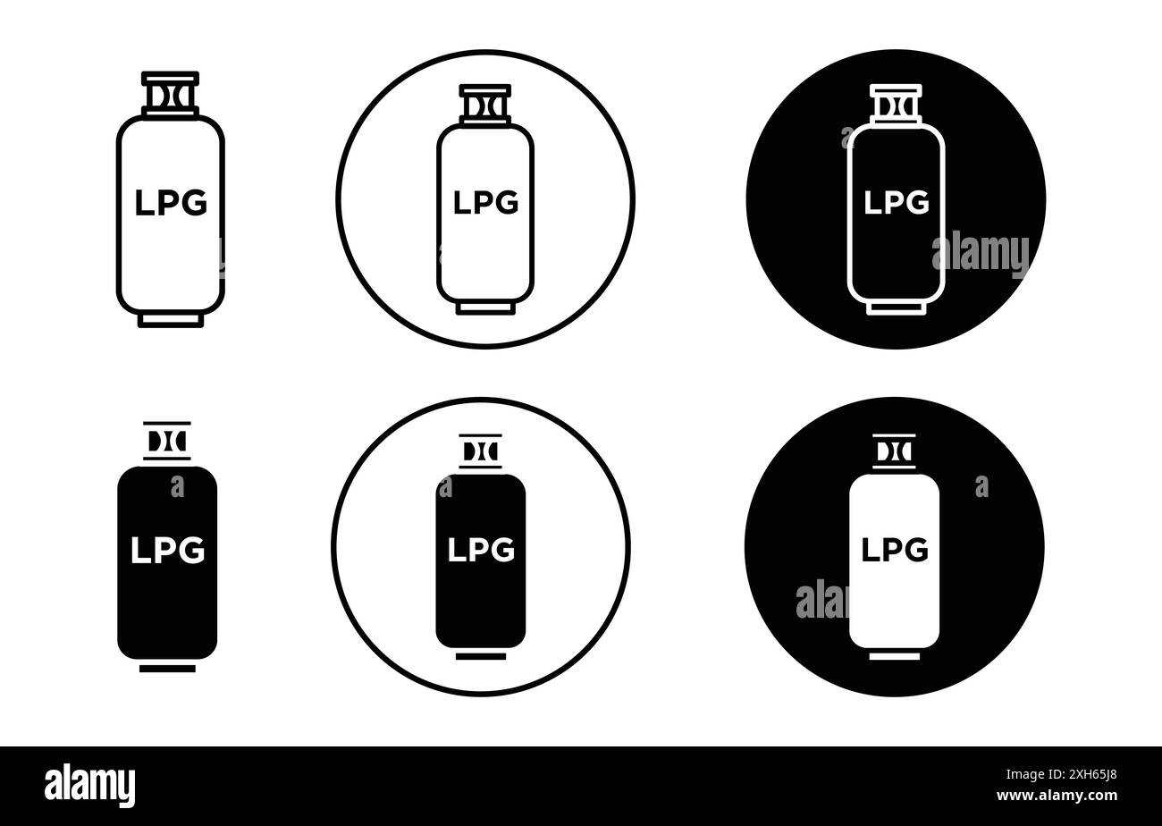 LPG Icon Vector symbol or sign set collection in black and white ...